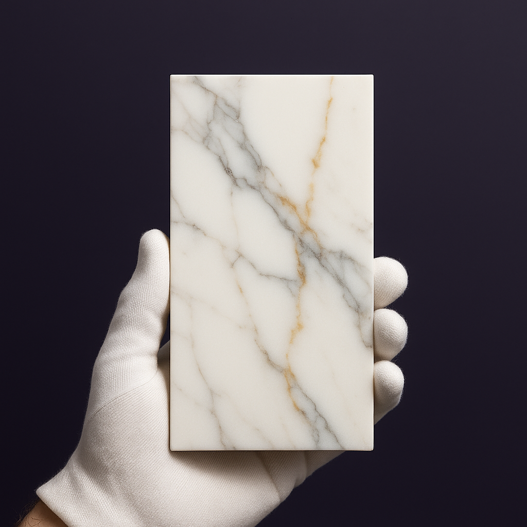 Calacatta Gold Marble Tile Sample – Zavora Tile